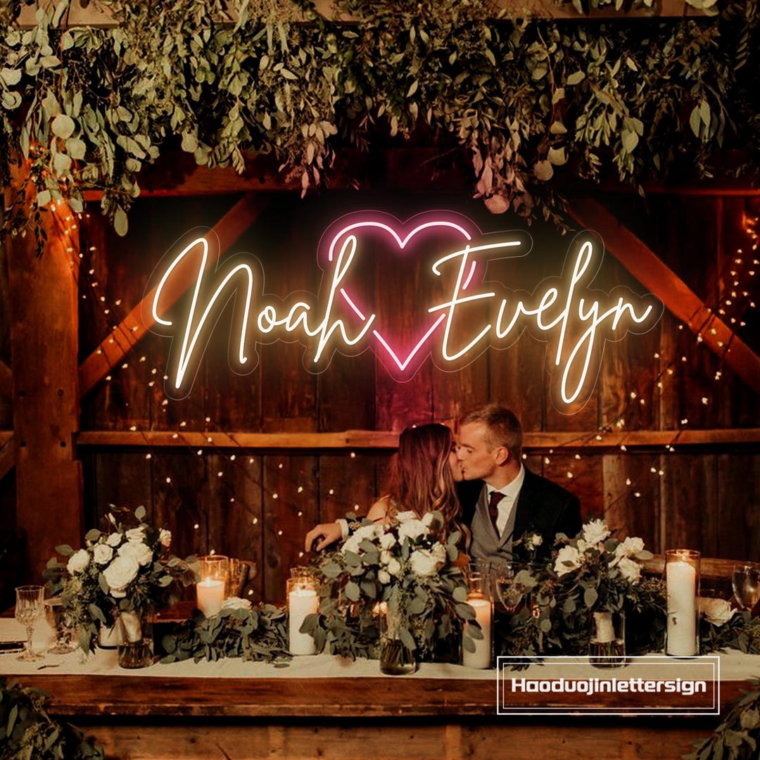 Custom Wedding LED Neon Sign, Couple Names With Heart Neon Light up ...