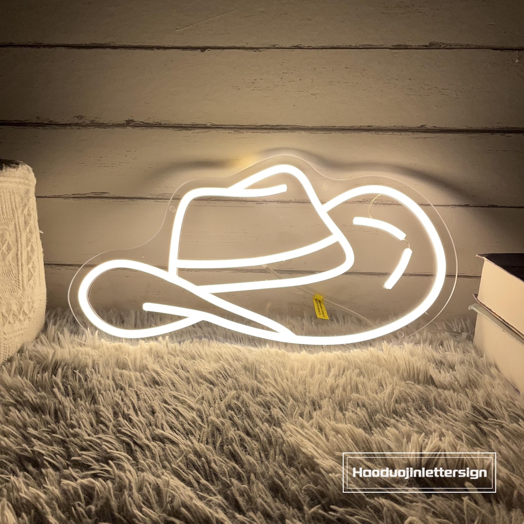 Cowgirl Hat LED Neon Sign, Cowboy Hat Neon Light Sign, Custom Western ...