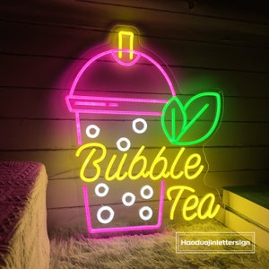 Bubble Tea Neon Sign, Custom Boba Tea Milk Tea LED Neon Light Drinks ...