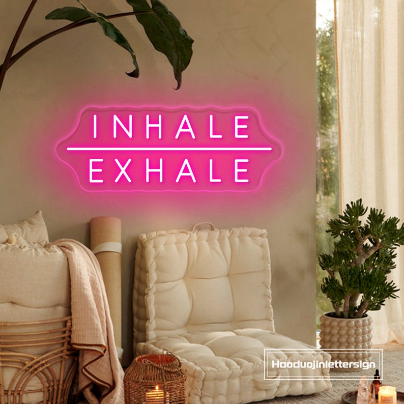 Inhale Exhale Neon Sign, Custom Yoga Studio Yoga Room Classroom Pilates ...