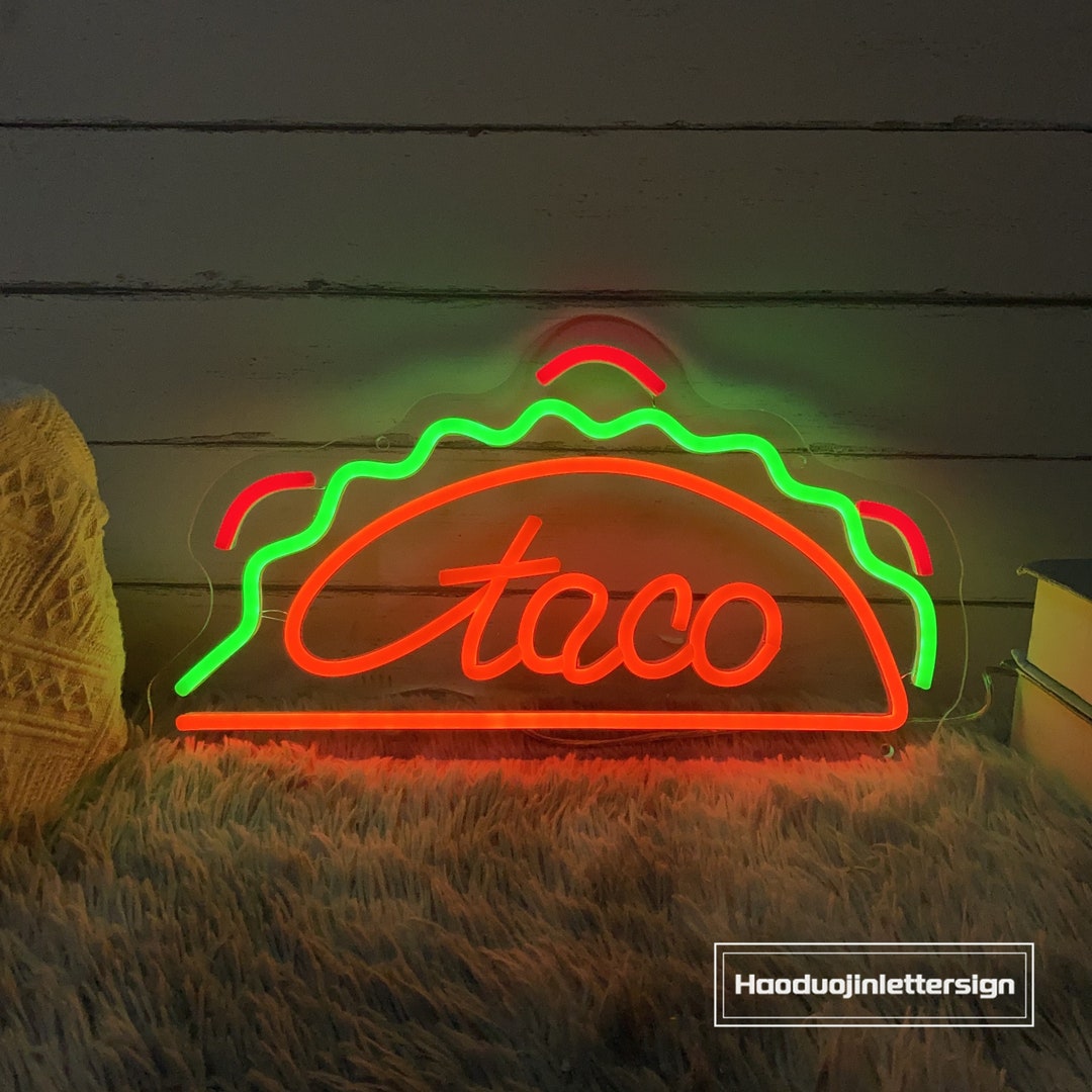 Taco Neon Sign, Custom Mexican Restaurant Decor LED Neon Light Kitchen ...