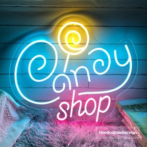 Custom Candy Shop LED Neon Sign Candy Lollipop Food Night Light Home ...