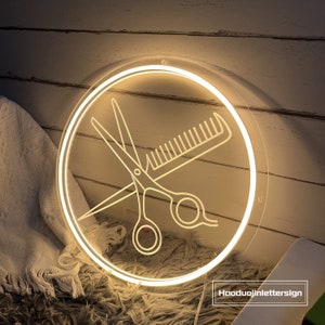 USB 3D Engraved Combs and Clippers LED Neon Sign Custom Barber Shop ...