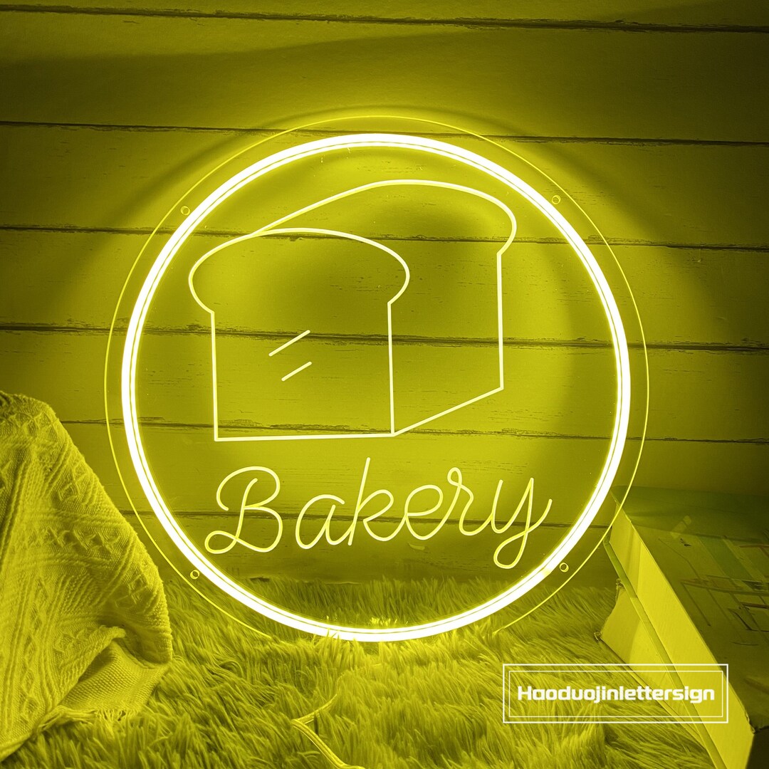 USB 3D Engraved Bakery Shop Toast LED Neon Sign Custom Bakery Night ...