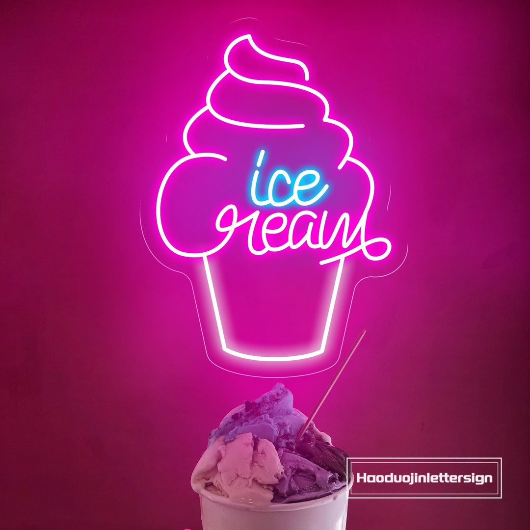 Ice Cream Neon Sign Custom Coffee Shop Bar Sorbet LED Neon Sign Light ...