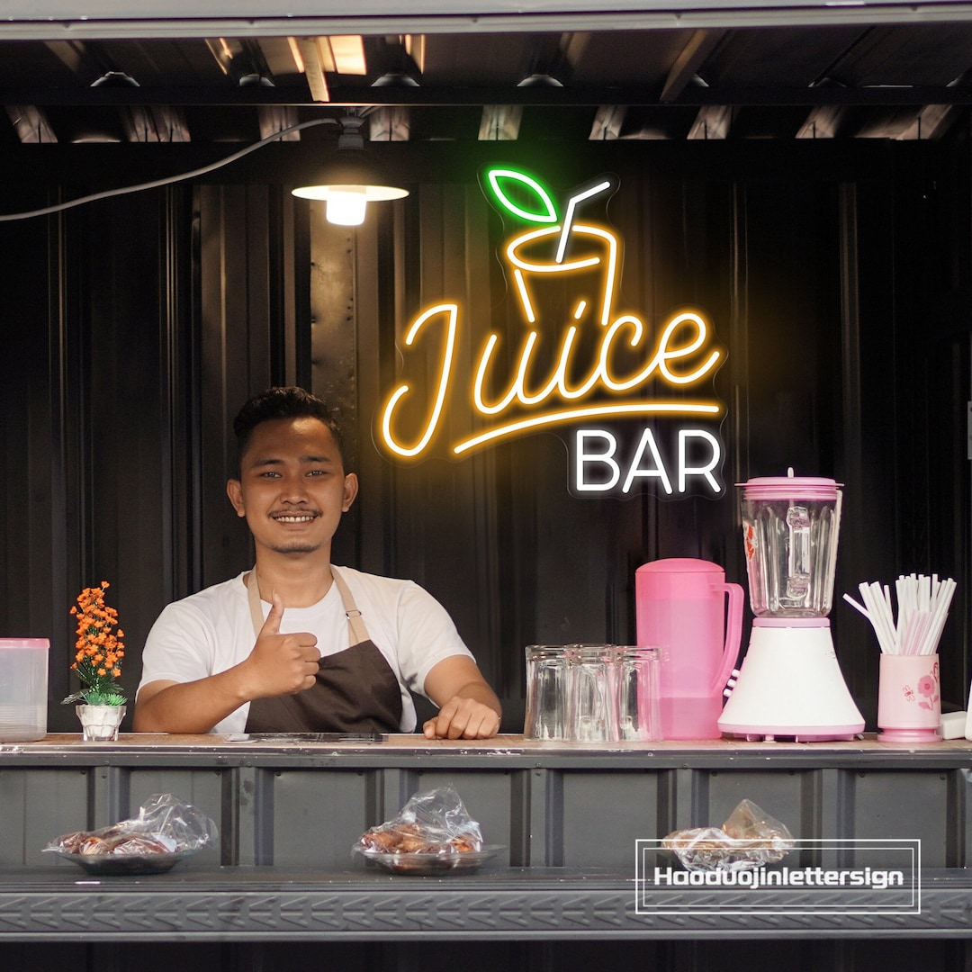 Juice Bar Neon Sign, Custom Drinks Fresh Juice Boba Tea LED Neon Light ...
