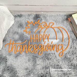 Happy Thanksgiving Pumpkin LED Neon Sign, Custom Fall Pumpkin Neon ...