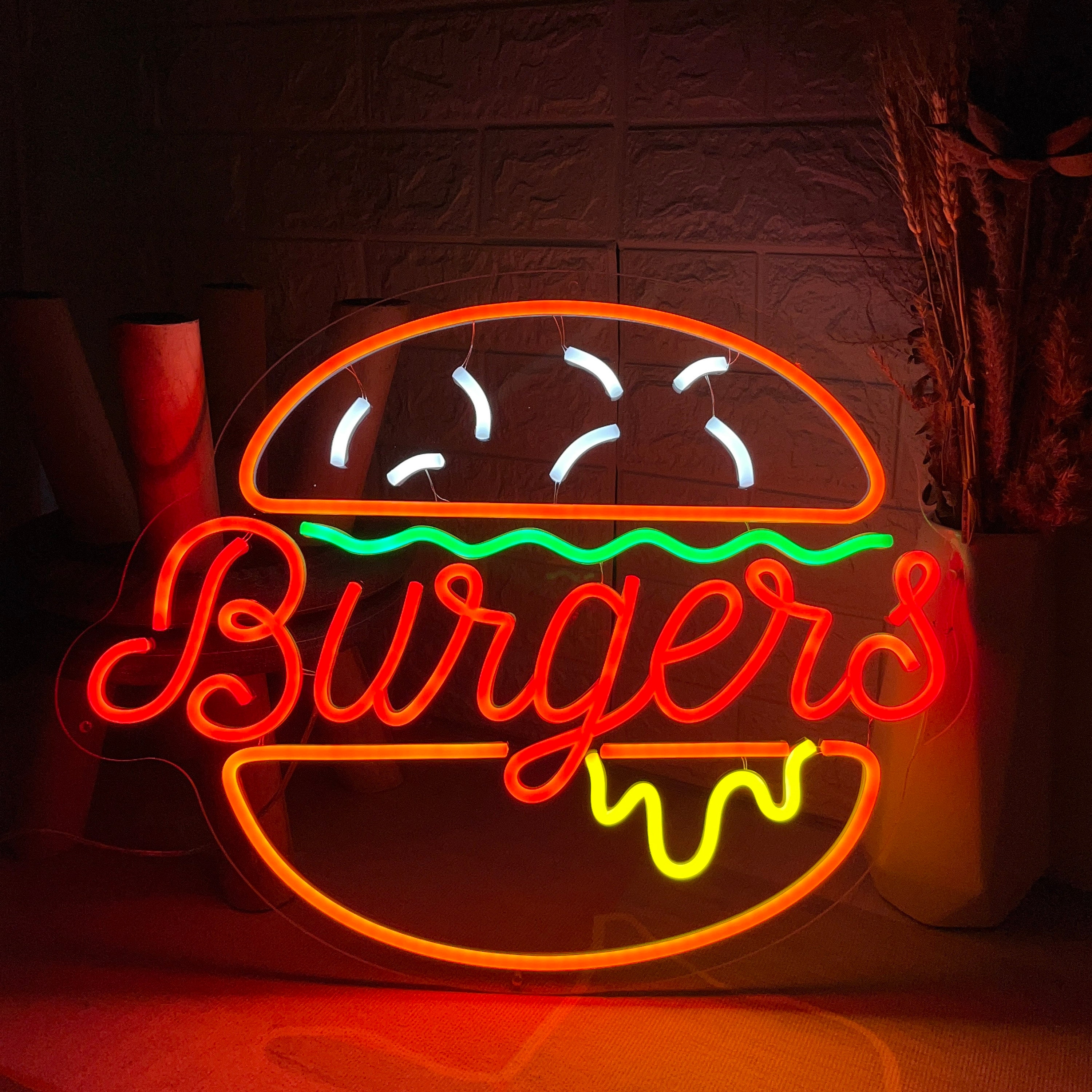Letrero de neón de hamburguesa letrero de neón con luz LED - Etsy México