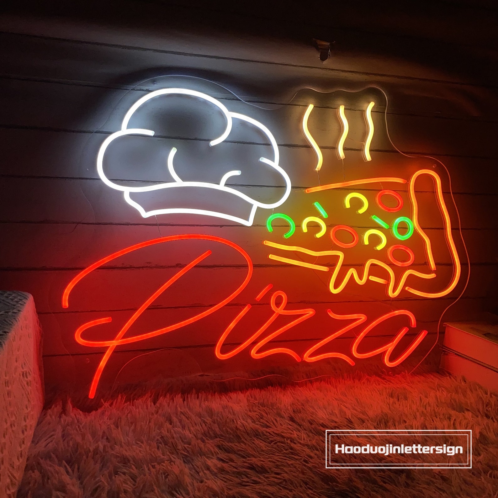 Pizza Neon Sign: Custom LED Fast Food Decor - Etsy