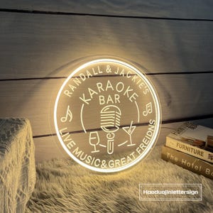 Custom Karaoke Bar Neon Sign, USB 3D Engraved Karaoke LED Neon Light ...