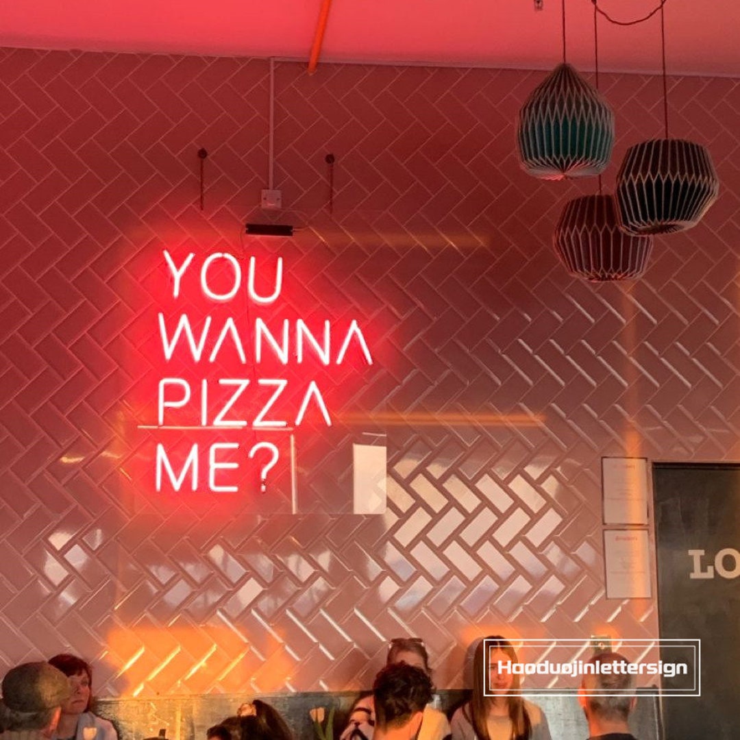 You Wanna Pizza Me? Neon Sign, Custom Pizza Fast Food LED Neon Light Home Wall Decor Pizza Party ...