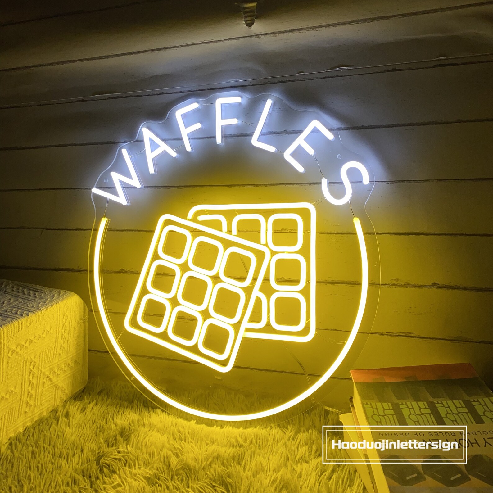 Waffles Neon Sign Custom Bakery Shop Dessert House LED Neon Light ...