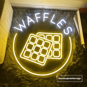 Waffles Neon Sign Custom Bakery Shop Dessert House LED Neon Light ...