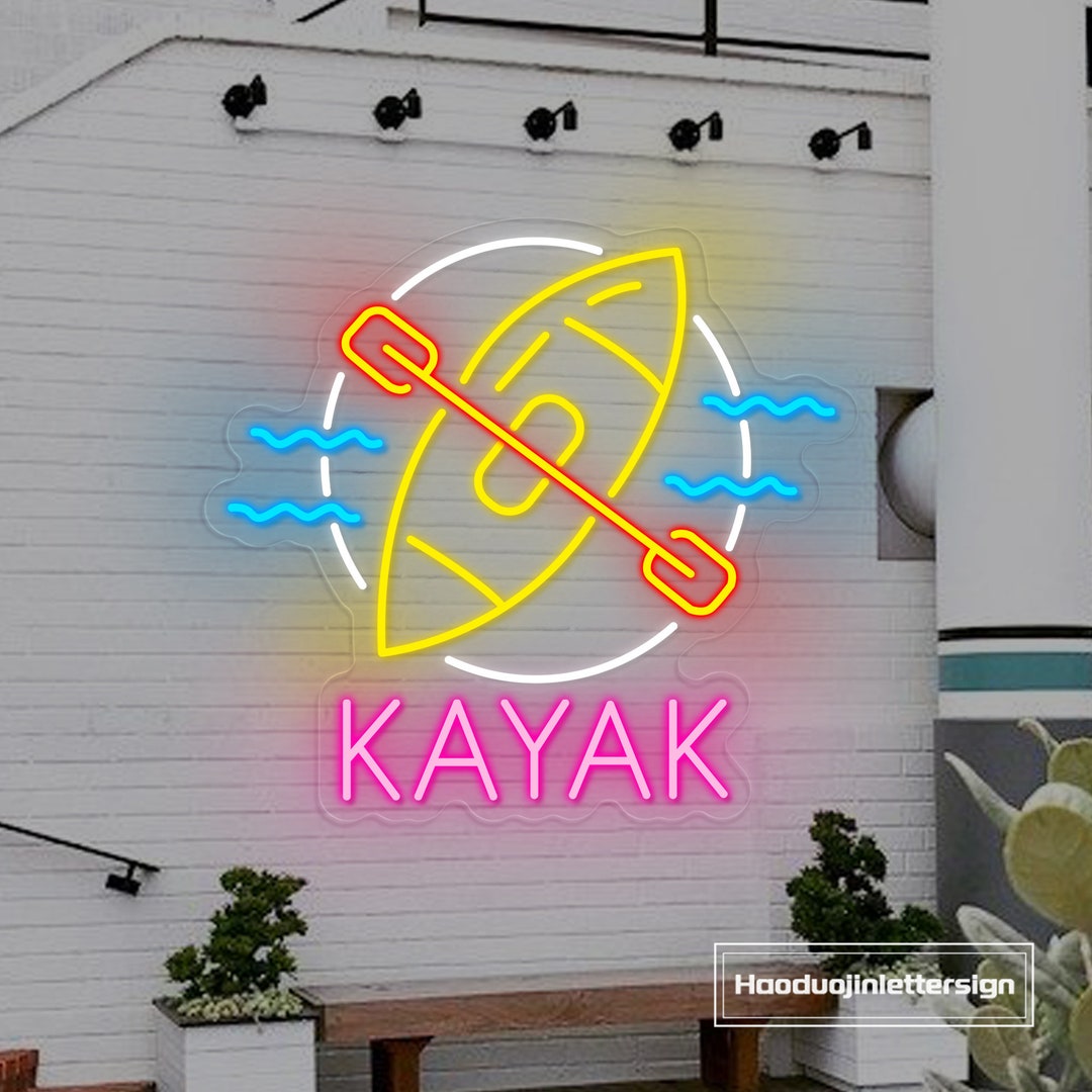 Kayak Neon Sign, Custom Surfboard Kayaking Paddle LED Neon Light Water ...