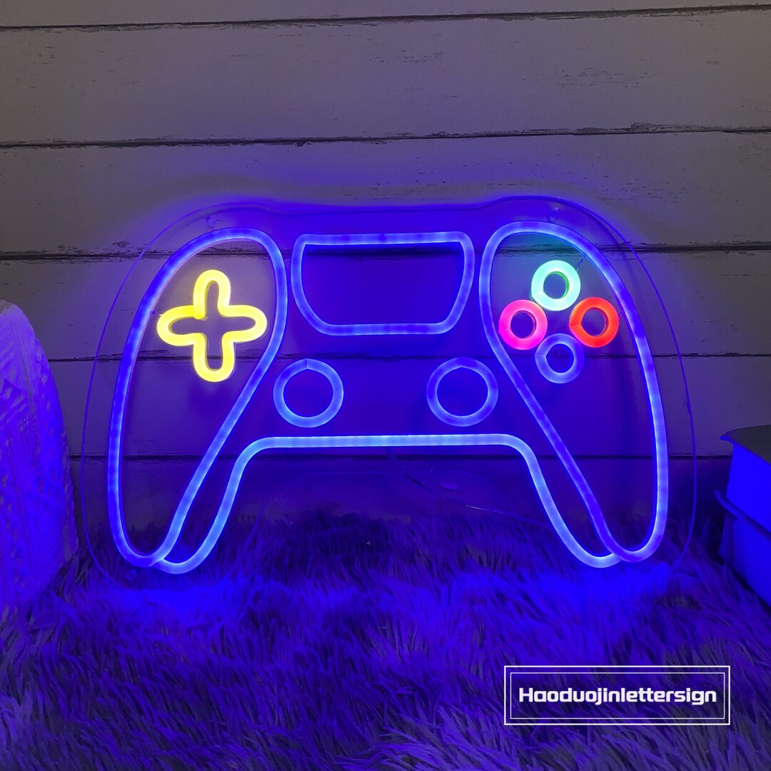 Game Pad Neon Sign, Custom Game Room Game Controller LED Neon Light ...