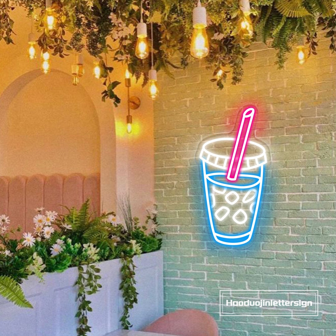 Iced Drinks Neon Sign, Custom Cold Drinks Smoothie LED Neon Light Home ...