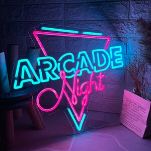 Arcade Night Custom LED Neon Sign Game Room Neon Light up Sign Retro ...