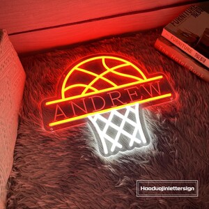 Custom Basketball Hoop Name Neon Sign, Boy's Bedroom Name LED Neon ...