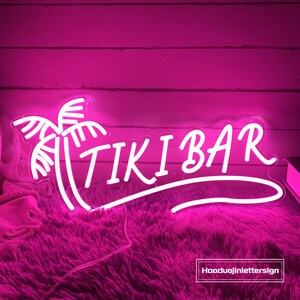 Tiki Bar Neon Sign, Custom Bar Palm Tree LED Neon Light Home Wall Decor ...