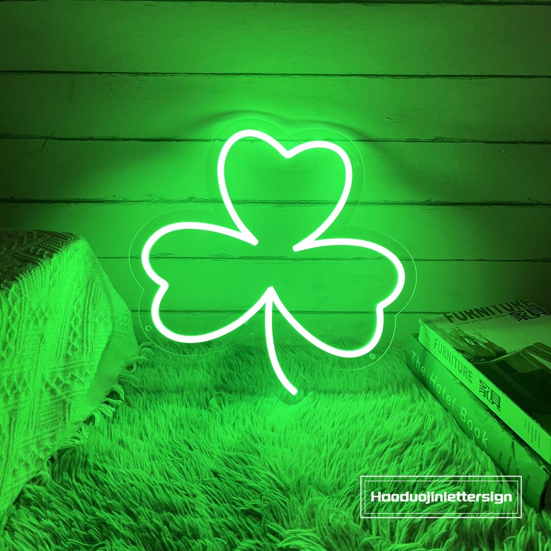 Clover Leaf Neon Sign, Custom St. Patrick's Day Shamrock LED Neon Light ...