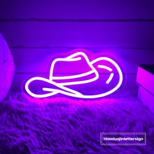 Cowgirl Hat LED Neon Sign, Cowboy Hat Neon Light Sign, Custom Western ...