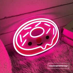Cute Donut Neon Sign, Custom Food Bakery Dessert Sweet Donuts LED Neon ...