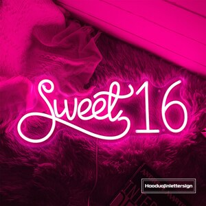 USB Sweet 16 Neon Sign, Custom Your 16th Birthday Name LED Neon Sign ...
