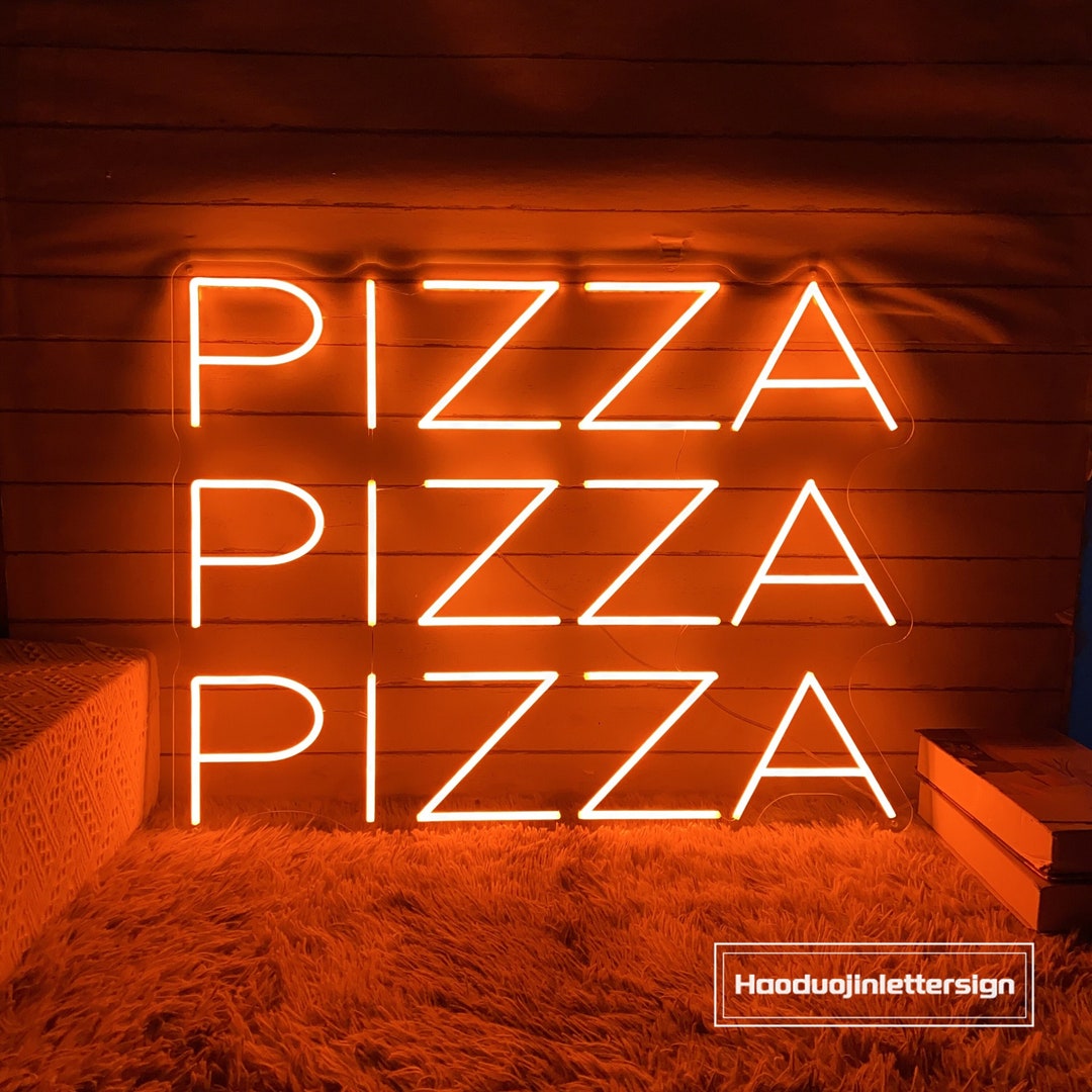Pizza Pizza Pizza Neon Sign, Custom Pizza Restaurant LED Neon Light ...
