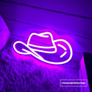 Cowgirl Hat LED Neon Sign, Cowboy Hat Neon Light Sign, Custom Western ...