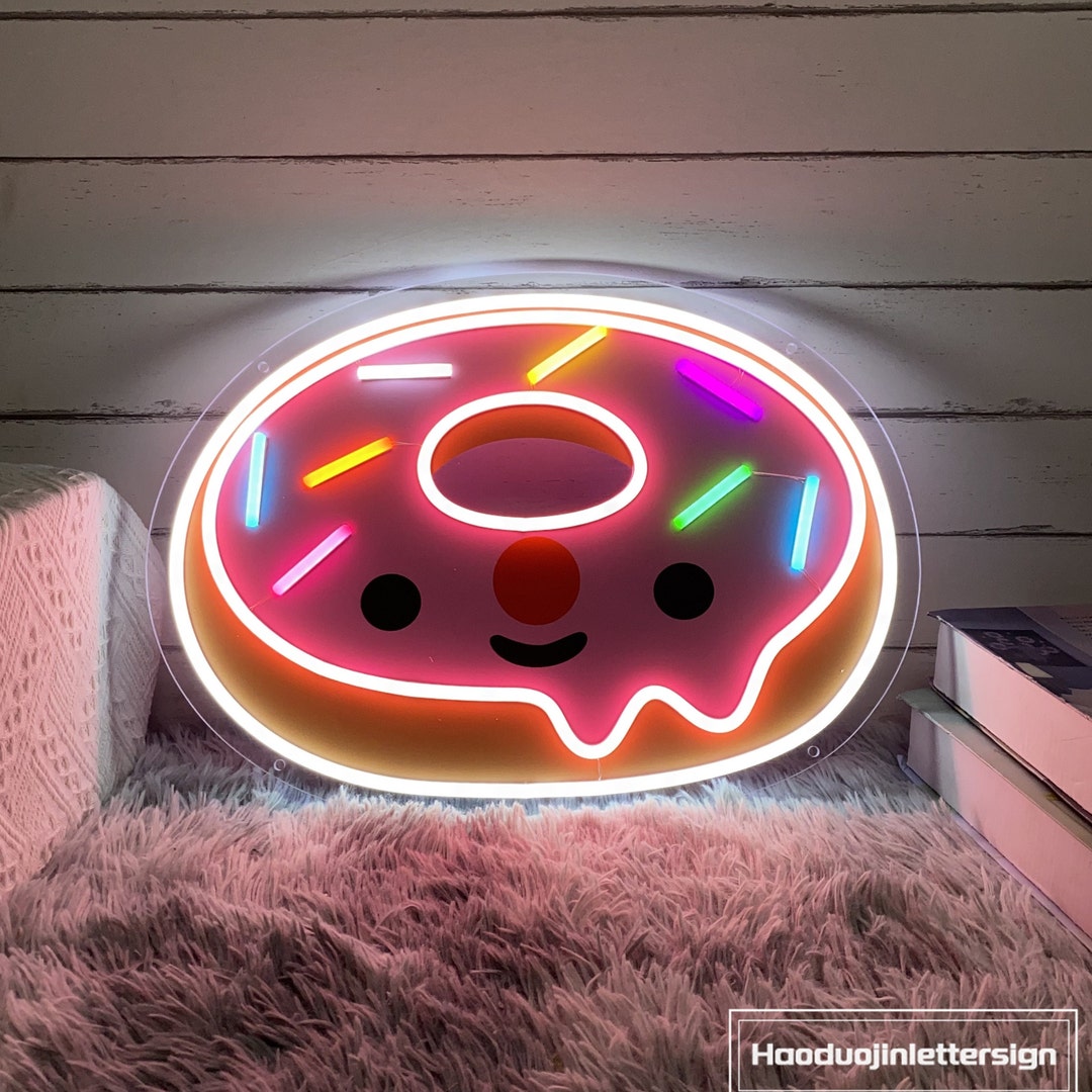 Cute Donut Neon Sign, Custom Food Bakery Dessert Sweet Donuts LED Neon ...