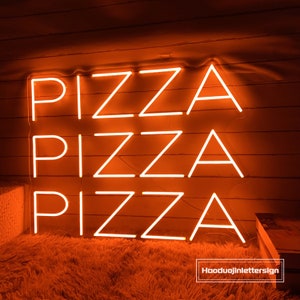 Pizza Pizza Pizza Neon Sign, Custom Pizza Restaurant LED Neon Light ...
