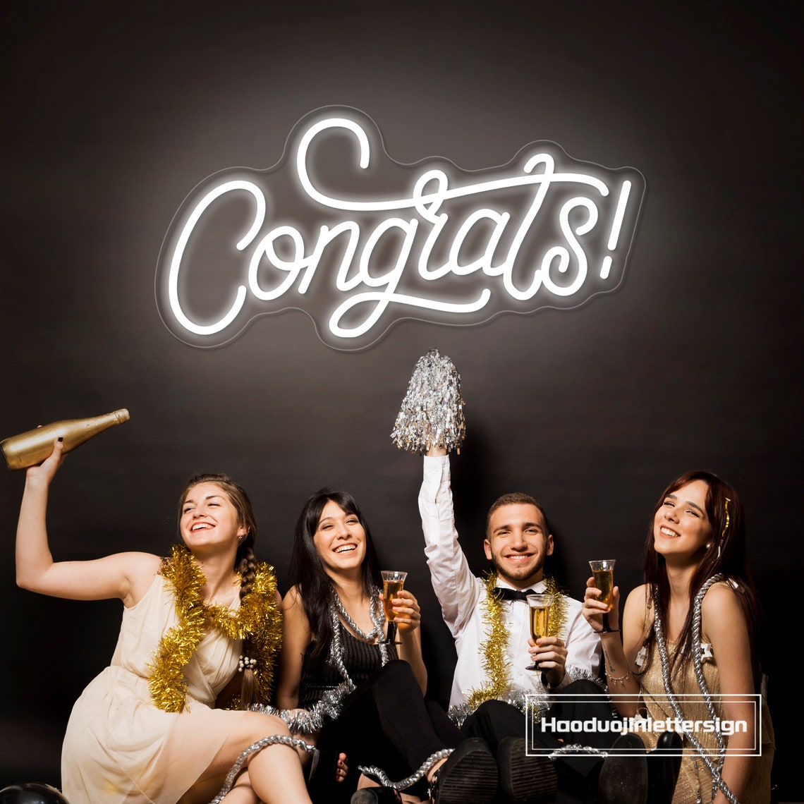 Congrats! LED Neon Sign, Custom Congrats Grad Neon Light, Prom Party ...