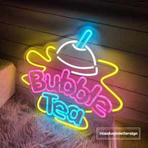 Bubble Tea Neon Sign, Custom Boba Tea Milk Tea LED Neon Light Drinks ...