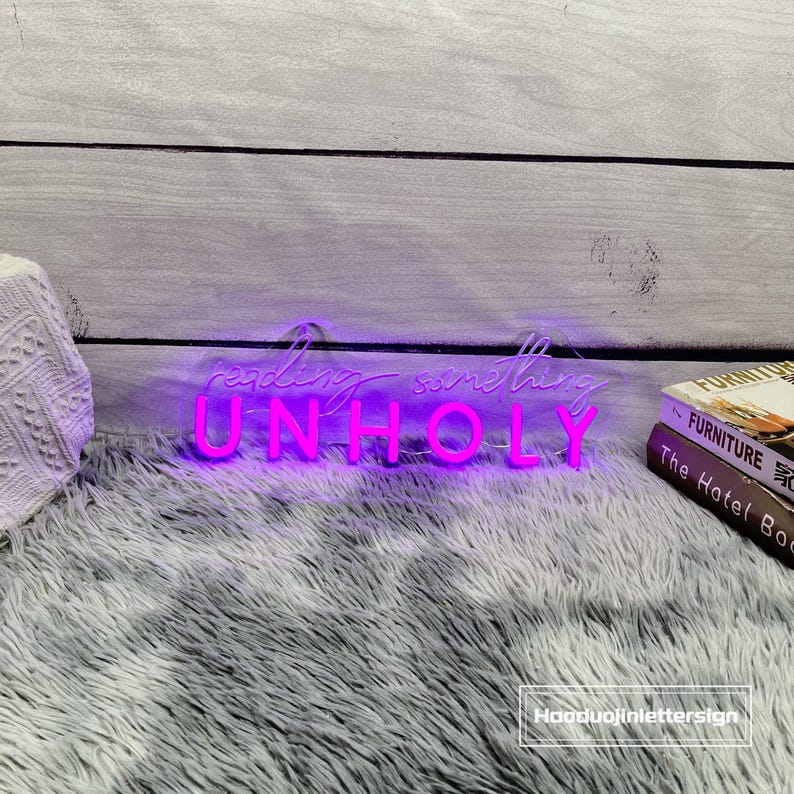 Reading Something Unholy LED Neon Sign, Custom Home Library Neon Light ...