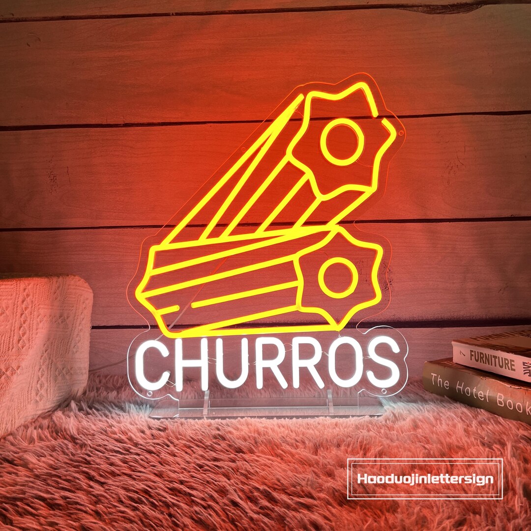 Churros LED Neon Sign With Stand, Custom Bakery Store Neon Light ...