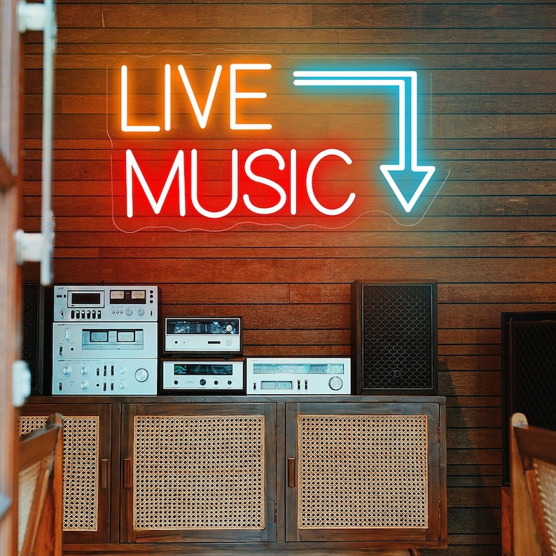 LIVE MUSIC LED Neon Sign, Custom Music Studio Neon Light Sign ...