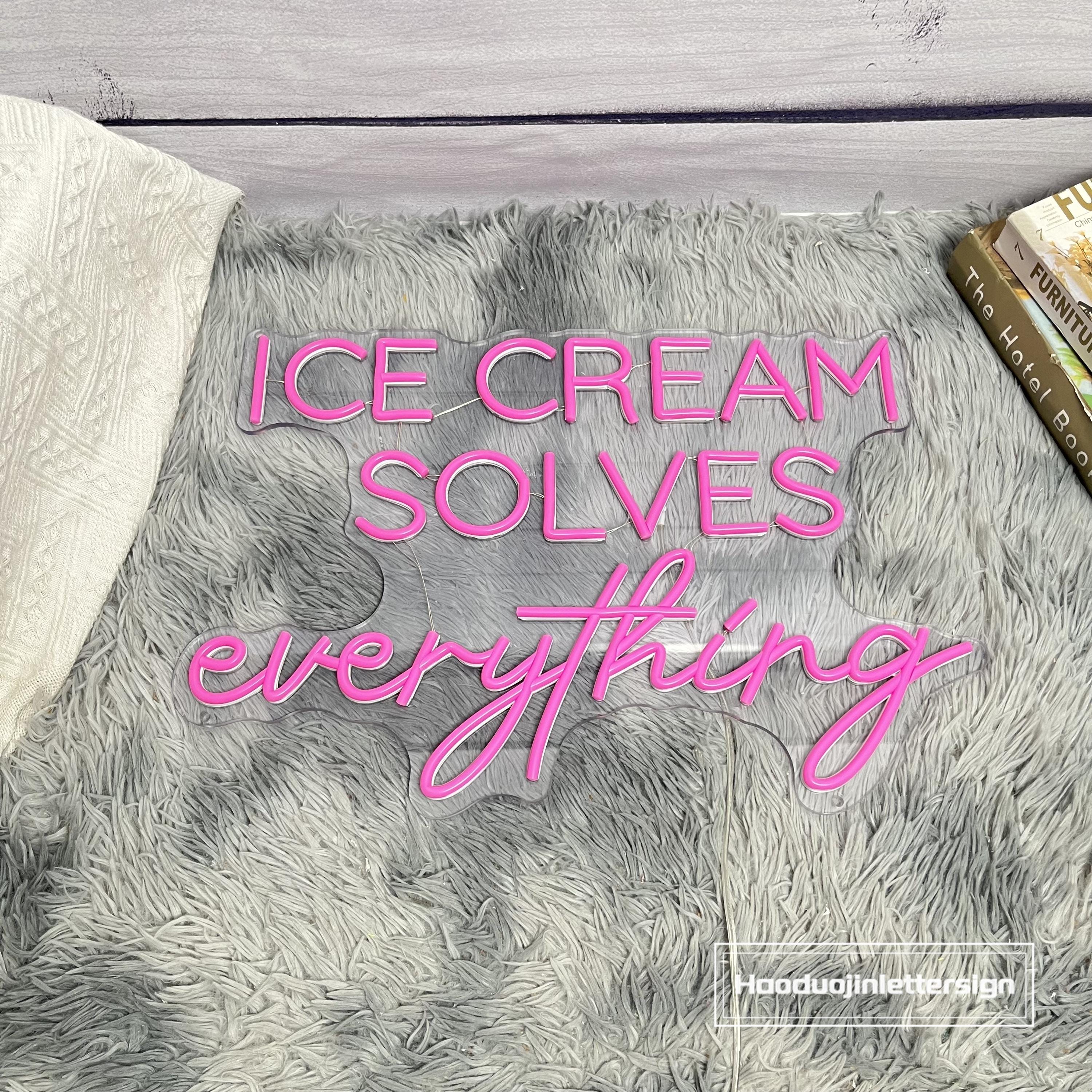 Ice Cream Solves Everything LED Neon Sign, Custom Coffee Bar Decor Neon ...