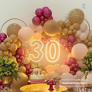 Custom Number LED Neon Sign, Thirty Light up Neon Number Letter ...