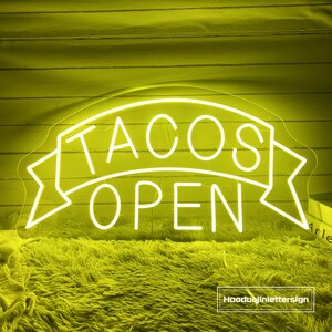 Tacos Open Custom Mexican Decor for Taco Party LED Neon Sign Food Light ...
