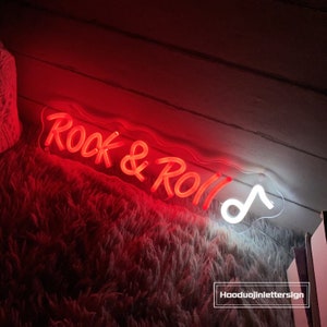 Rock & Roll Music Note Neon Sign Custom Live Music Studio LED Neon ...