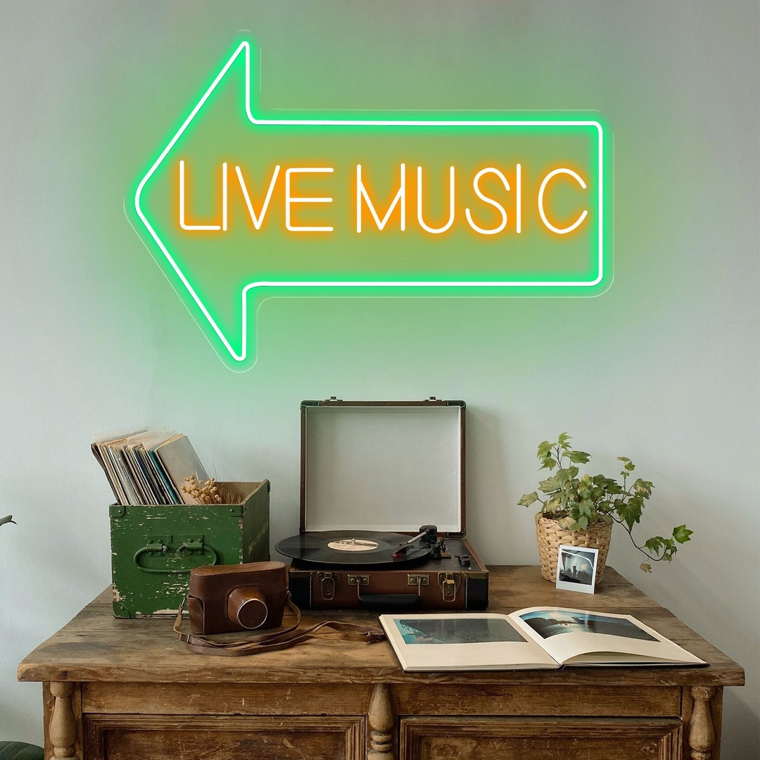 LIVE MUSIC Arrow Custom LED Neon Sign Personalized Light up Sign Bar ...