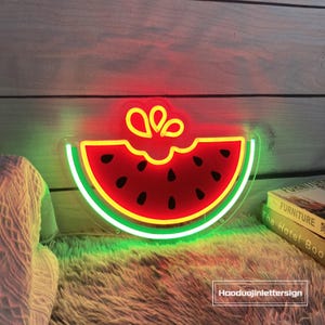Cute Watermelon Neon Sign, Custom Fruit LED Neon Light UV Printed Fruit ...