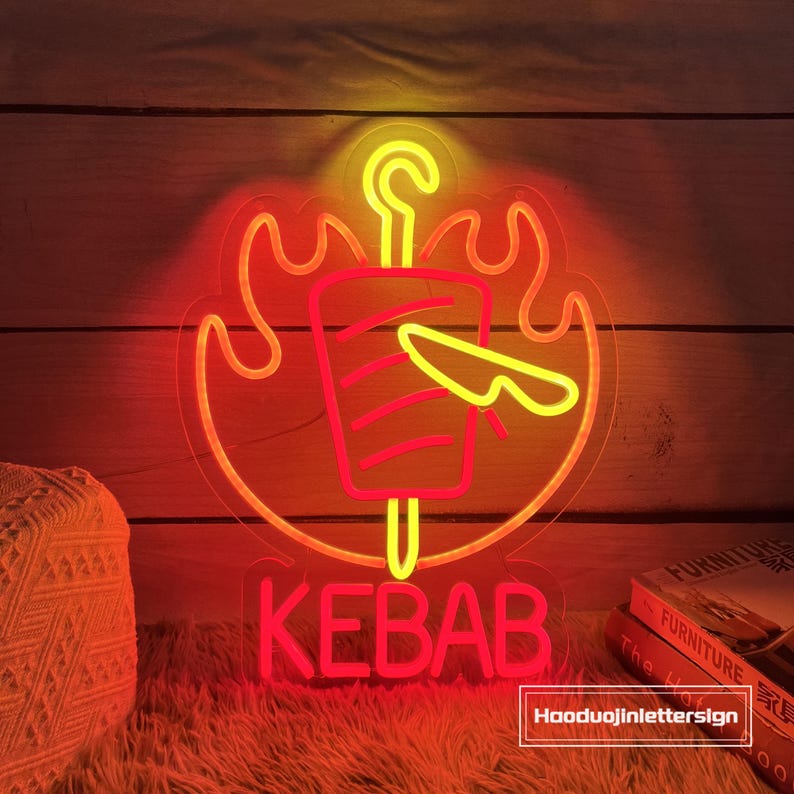 Custom Kebab LED Neon Sign: Grill Bar BBQ Restaurant Decor - Etsy
