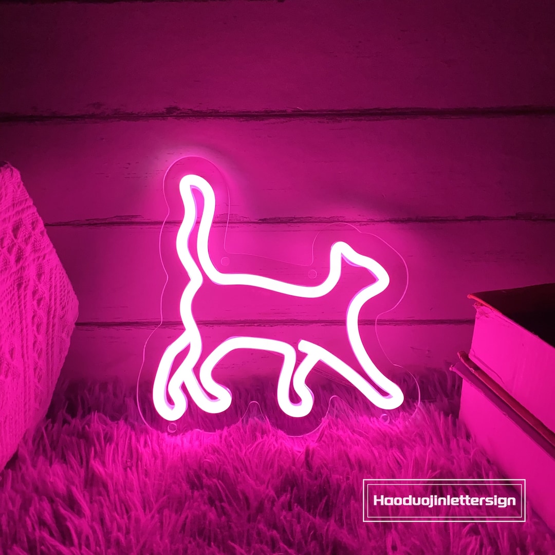 Walking Cat LED Neon Sign, Custom Cute Animal Pet Neon Night Light ...