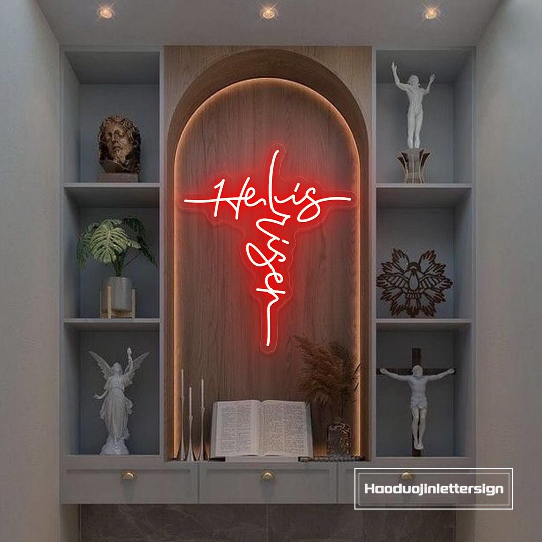 He is Risen Jesus Cross Neon Sign, Custom Easter Day LED Neon Light ...
