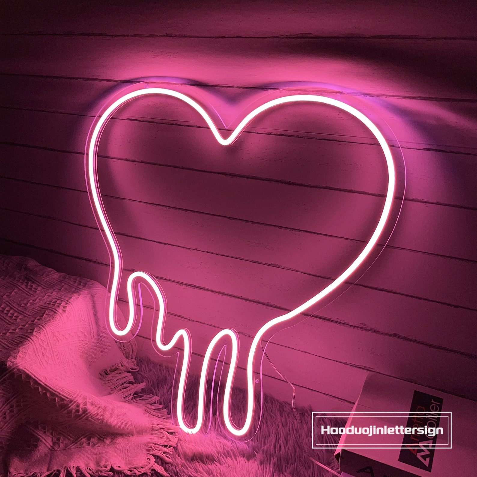 Melting Heart Neon Sign, Custom Bleeding Dripping Heart LED Neon Light ...