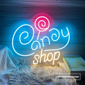 Custom Candy Shop LED Neon Sign Candy Lollipop Food Night Light Home ...