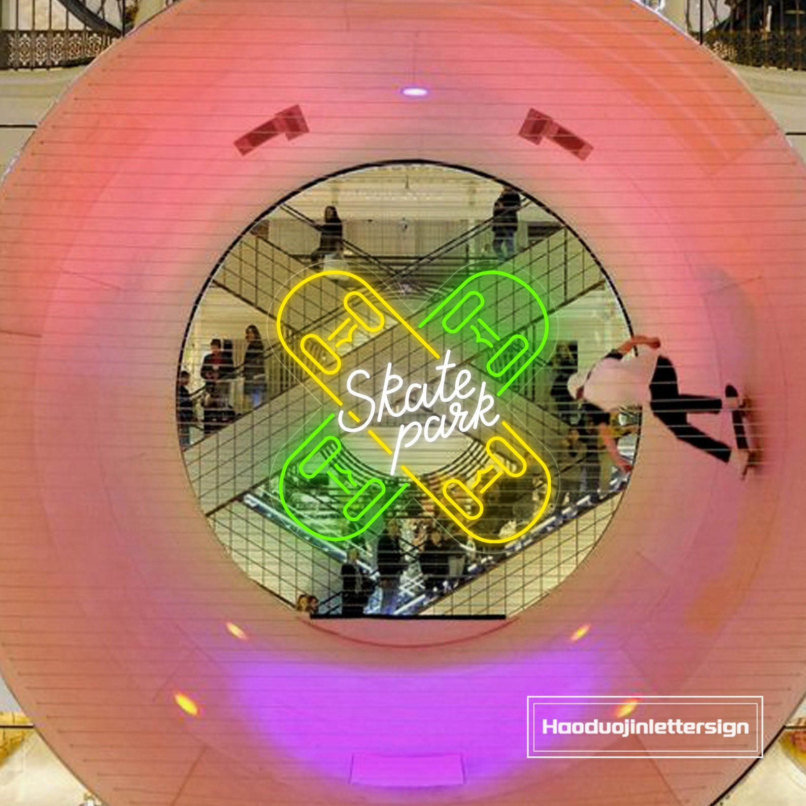 Skate Park Neon Sign, Custom Skateboard Shop LED Neon Light Skateboard ...