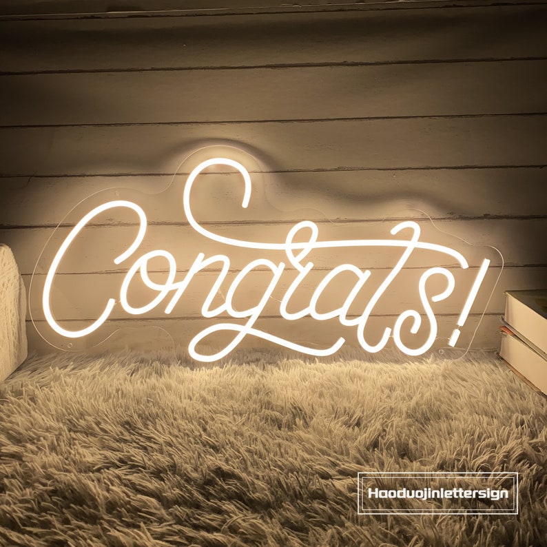 Congrats! LED Neon Sign, Custom Congrats Grad Neon Light, Prom Party ...