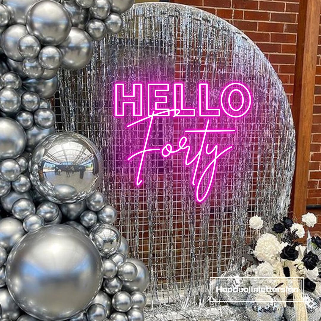 Hello Forty Neon Sign, Custom 40th Birthday LED Neon Light Party ...